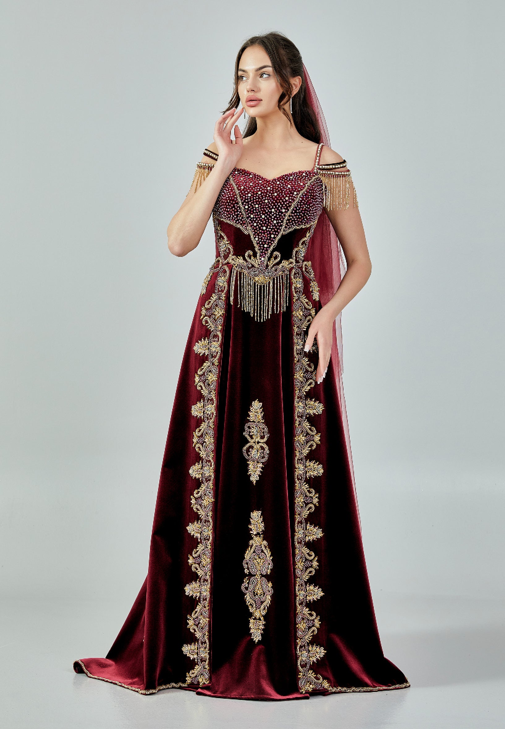 Off Shoulder Maxi Velvet Regular Engagement Dress nmd2234 – Istanbul ...