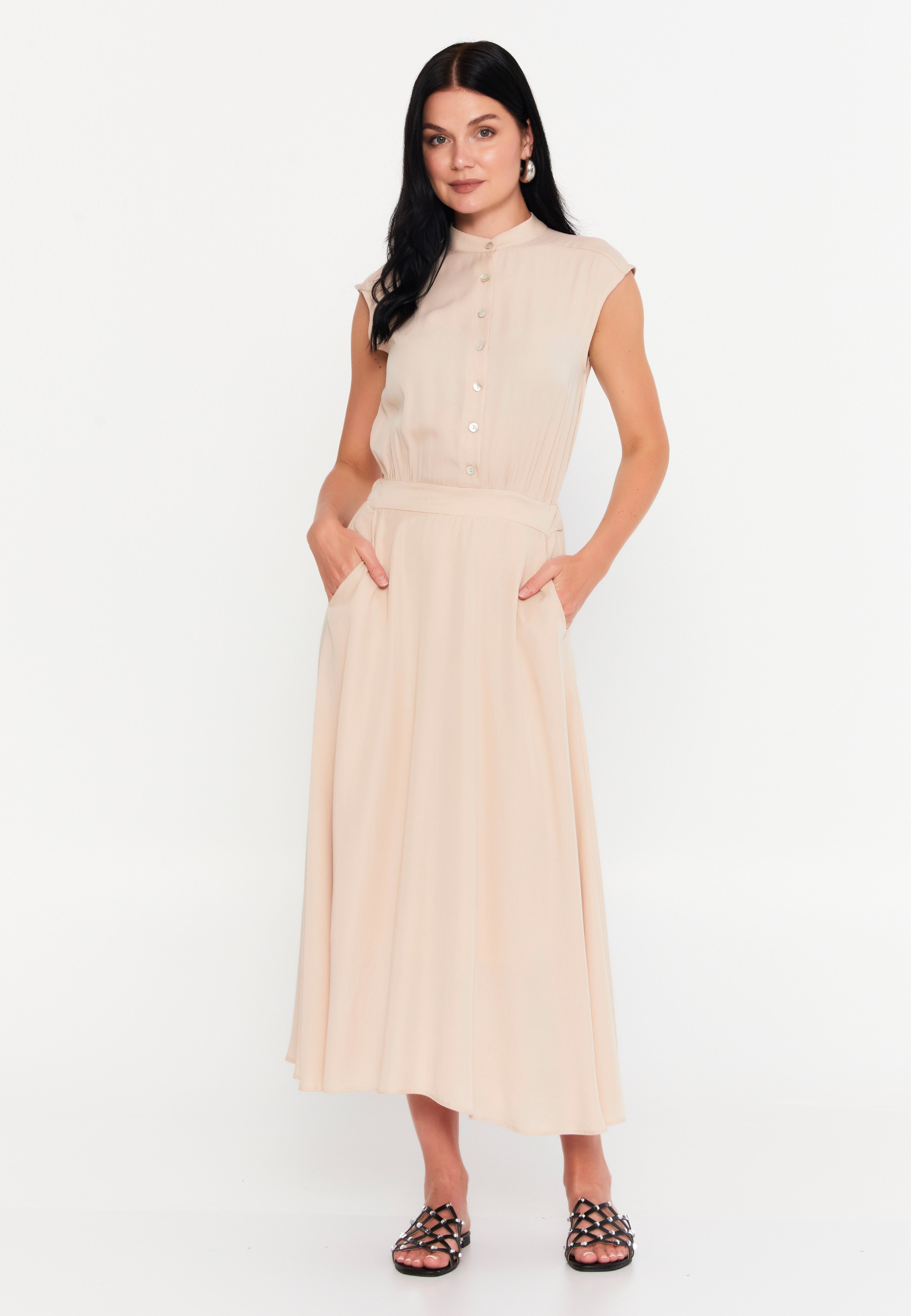 Sleeveless Midi Linen Column Regular Casual Dress exp58133 – Istanbul ...